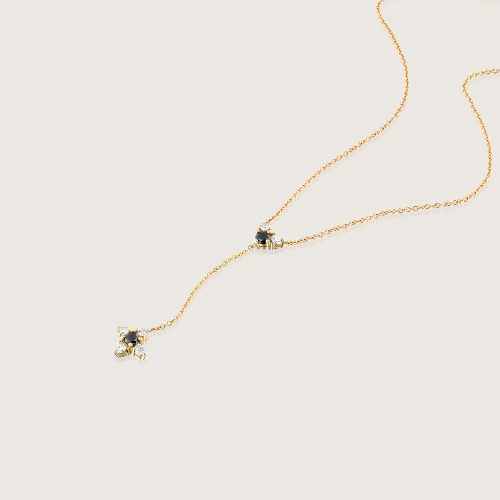 Alexandra Gold Necklace Black & White Diamonds HOTCROWN