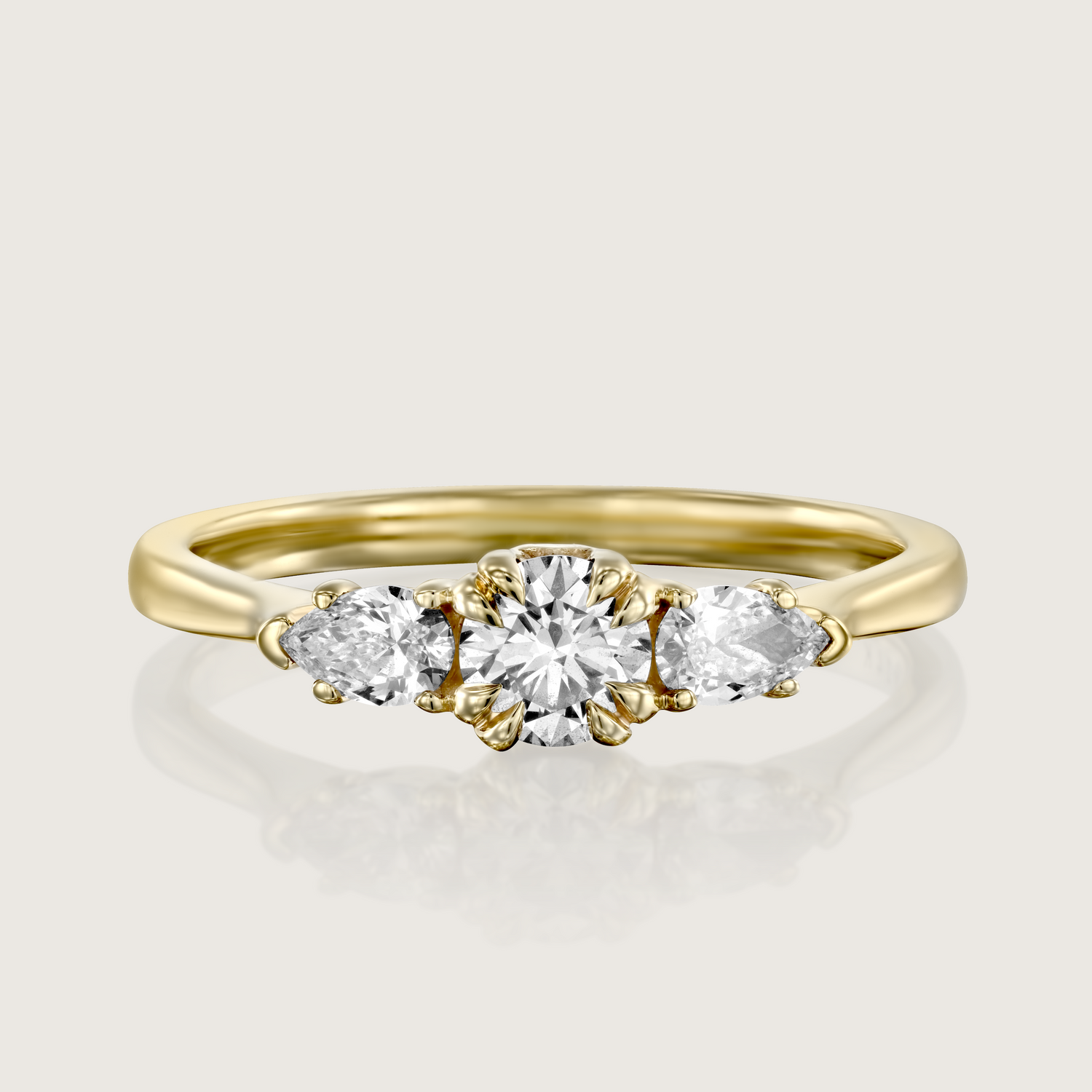 Emma 4mm Gold Ring White Diamonds