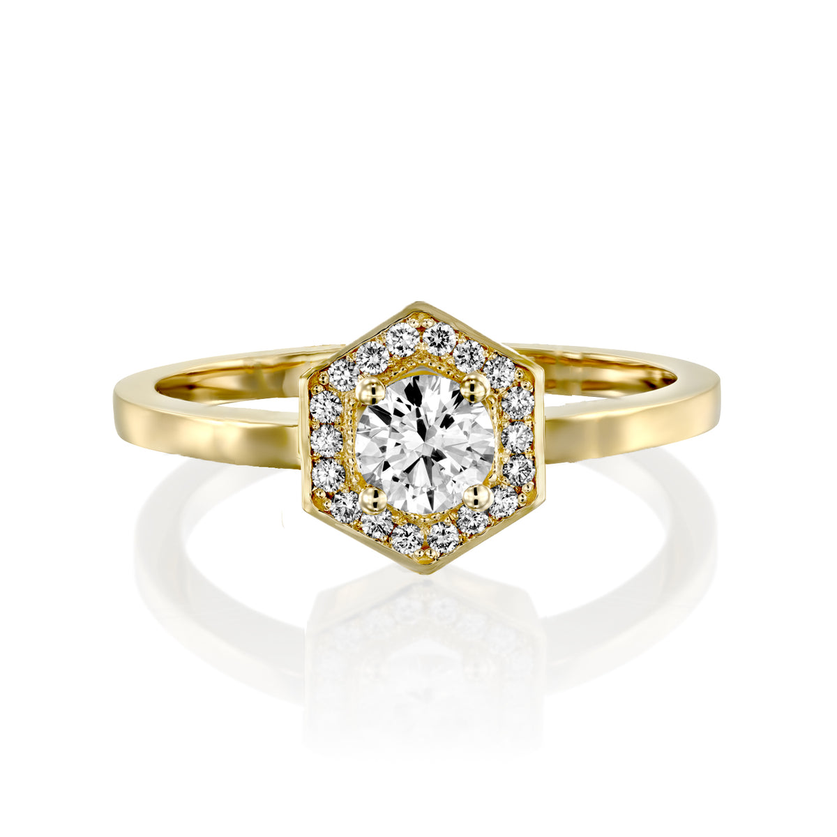 Amy , art-deco inspired 14K gold ring | Vintage style Engagement ring